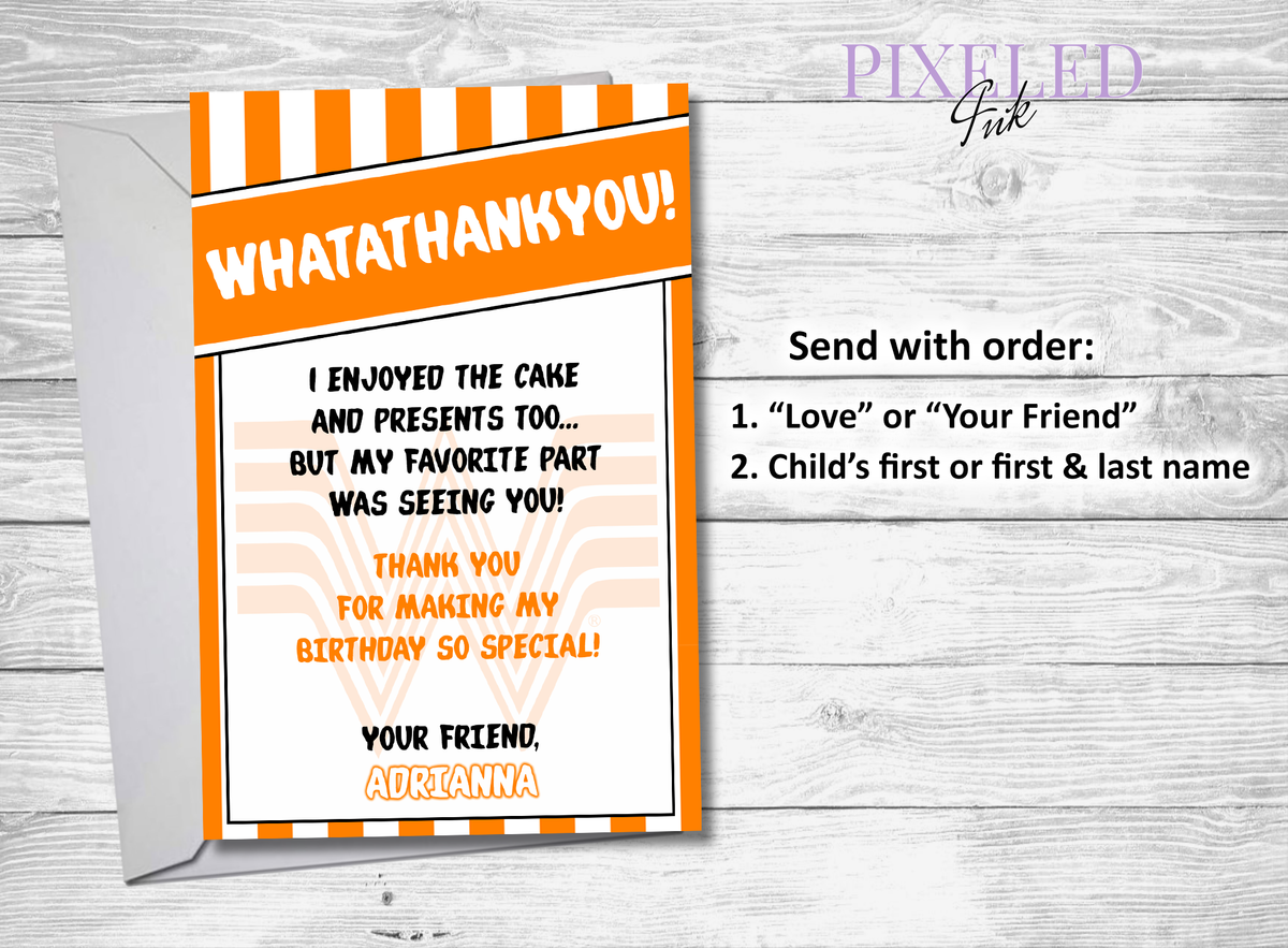 Whataburger Thank You Card - Printable File – Pixeled Ink