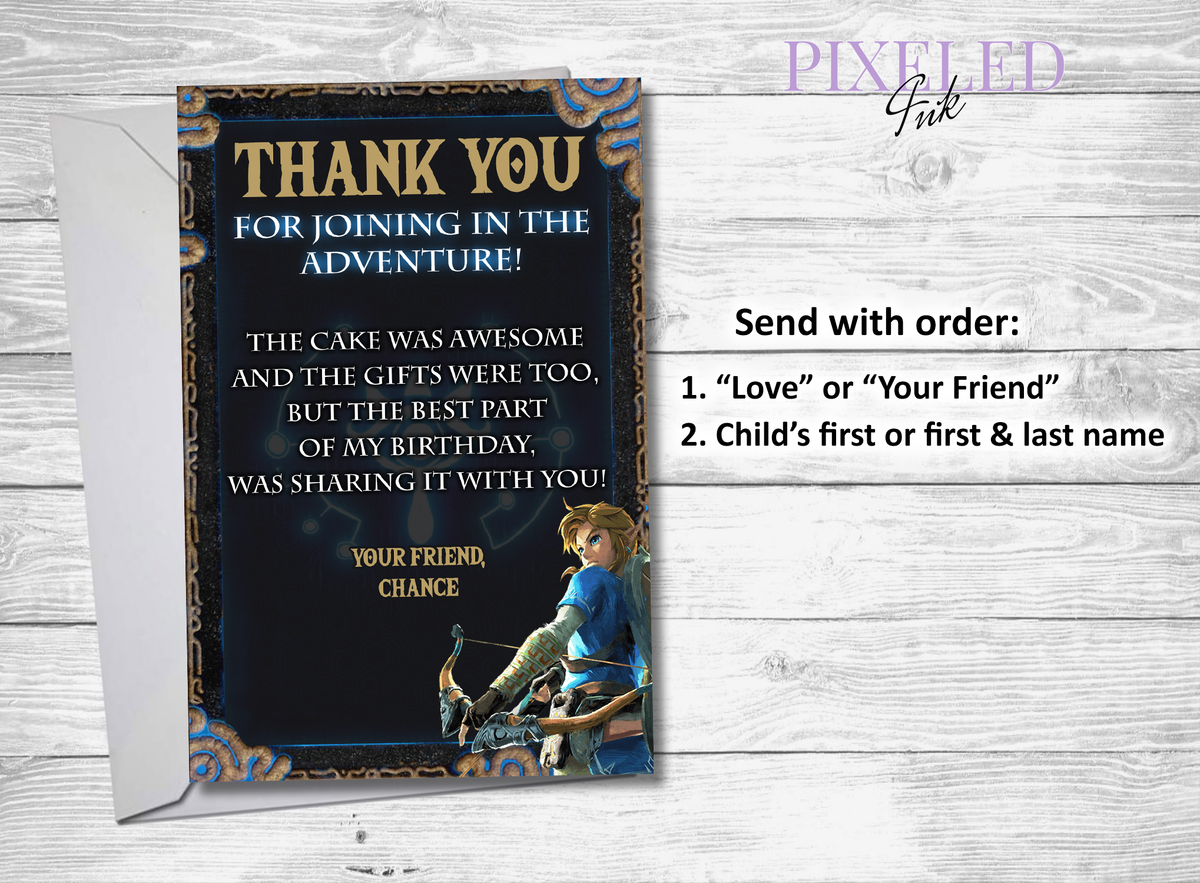 The Legend of Zelda (BOTW) Thank You Card - Printable File – Pixeled Ink